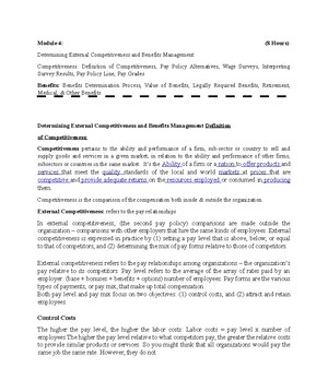 Compenations and Benefits m3 - Module 3: (10 Hours) Job Analysis and Evaluation: Why Perform Job ...