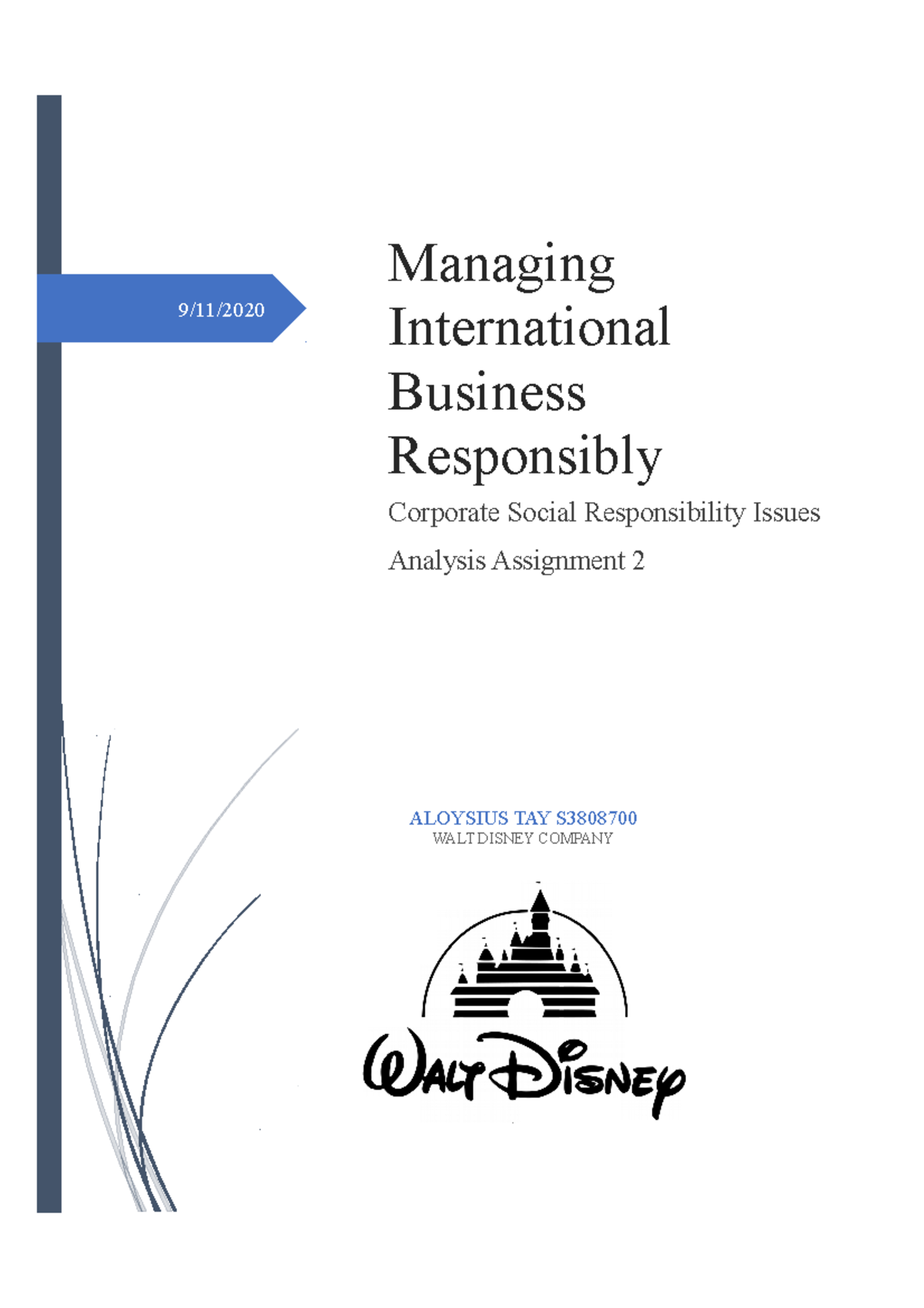 Assignment 2 Aloysius Tay S3808700 - 9/11/ Managing International ...