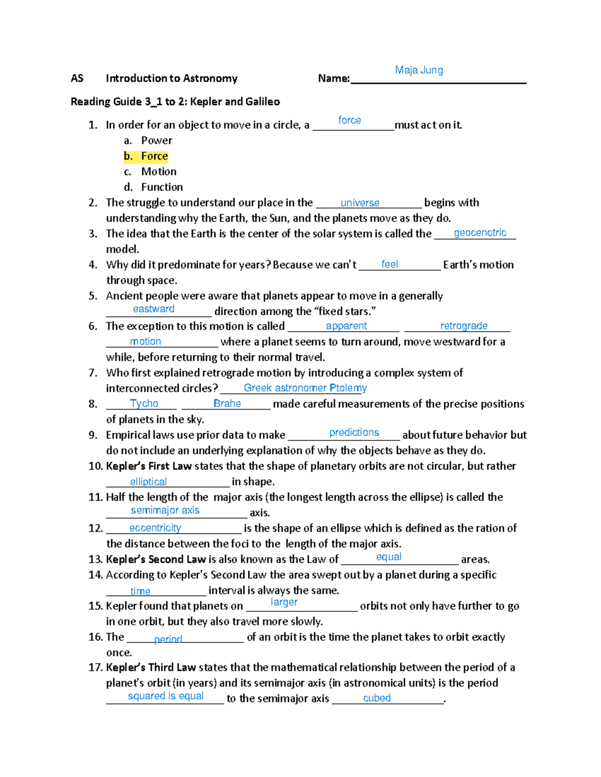 Reading Guide 3 1-2 Kepler answered - AS Introduction to Astronomy ...