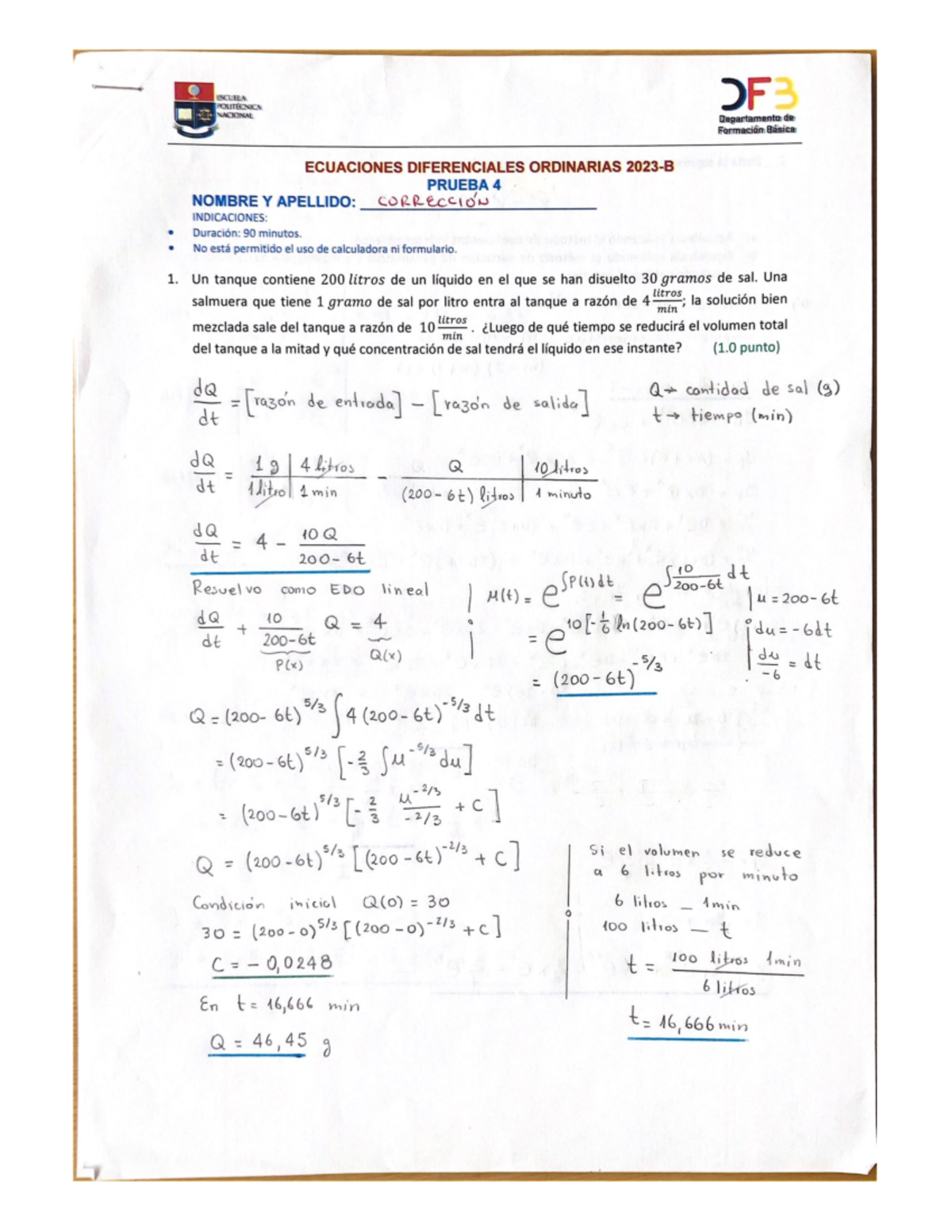 Prueba 4 EDO GR6B - Cálculo en una Variable - Studocu
