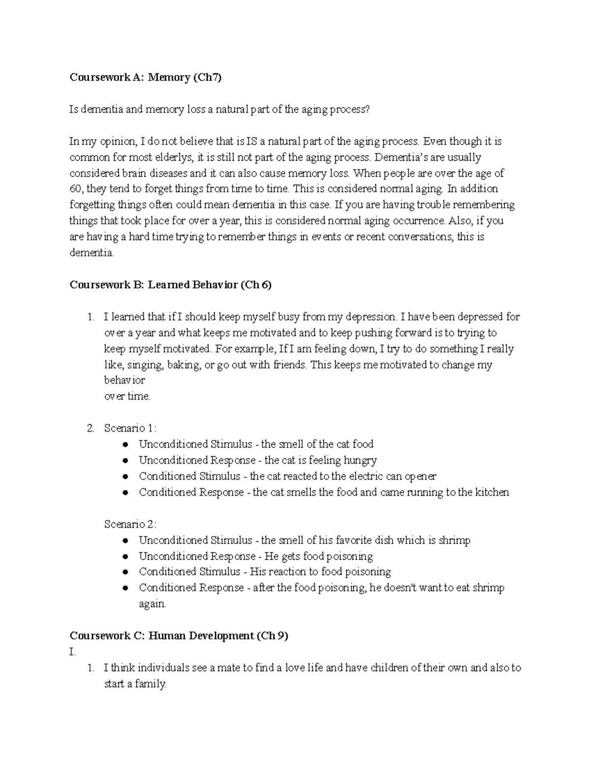 Unit 2 - notes - Coursework A: Memory (Ch7) Is dementia and memory loss ...