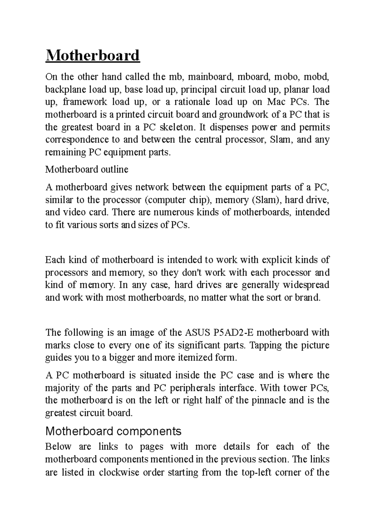 Motherboard - Motherboard On the other hand called the mb, mainboard ...