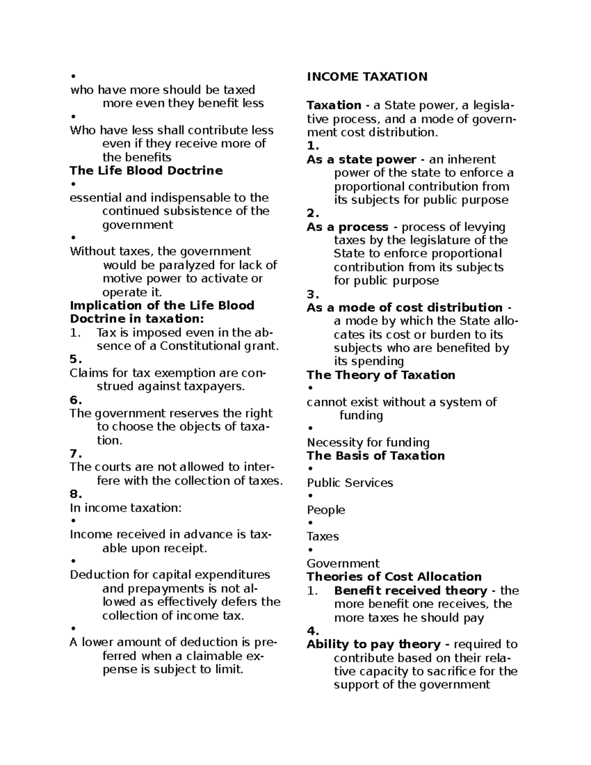 Income Taxation - INCOME TAXATION Taxation a State power, a legislative ...