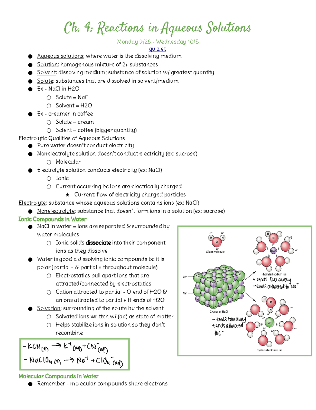Ch. 4: reactions in aqueous solutions - Ch. 4: Reactions in Aqueous ...