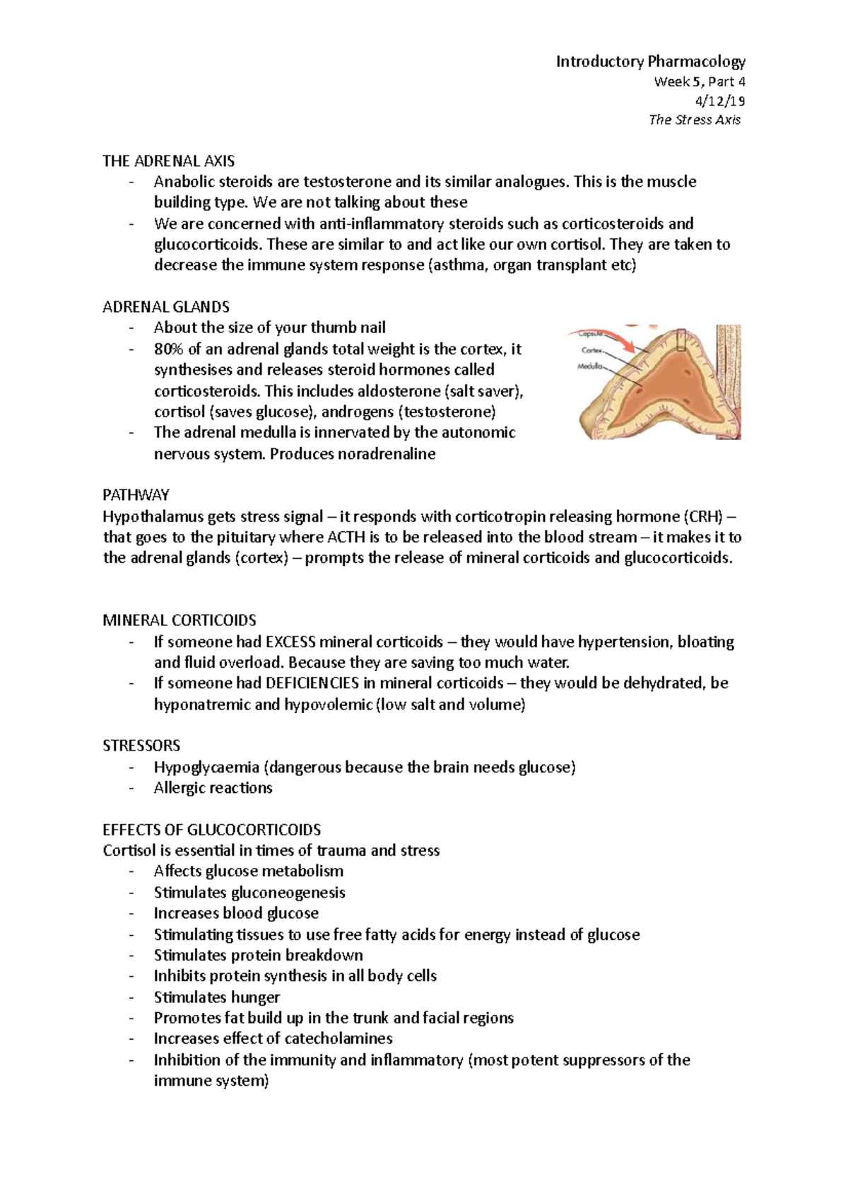 Week 5, Part 4 - Week 5 lecture notes - Pharmacology - Introductory ...