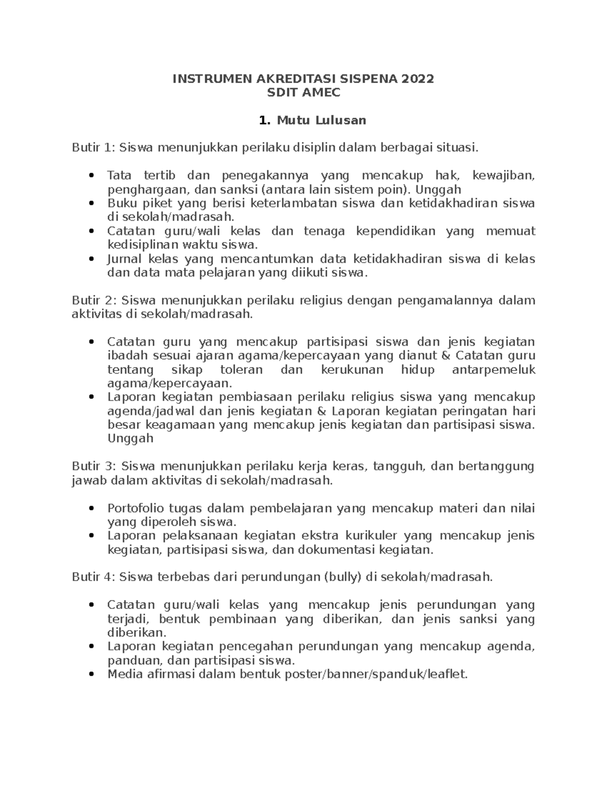 Instrumen Akreditasi Sispena 2022 - INSTRUMEN AKREDITASI SISPENA 2022 ...