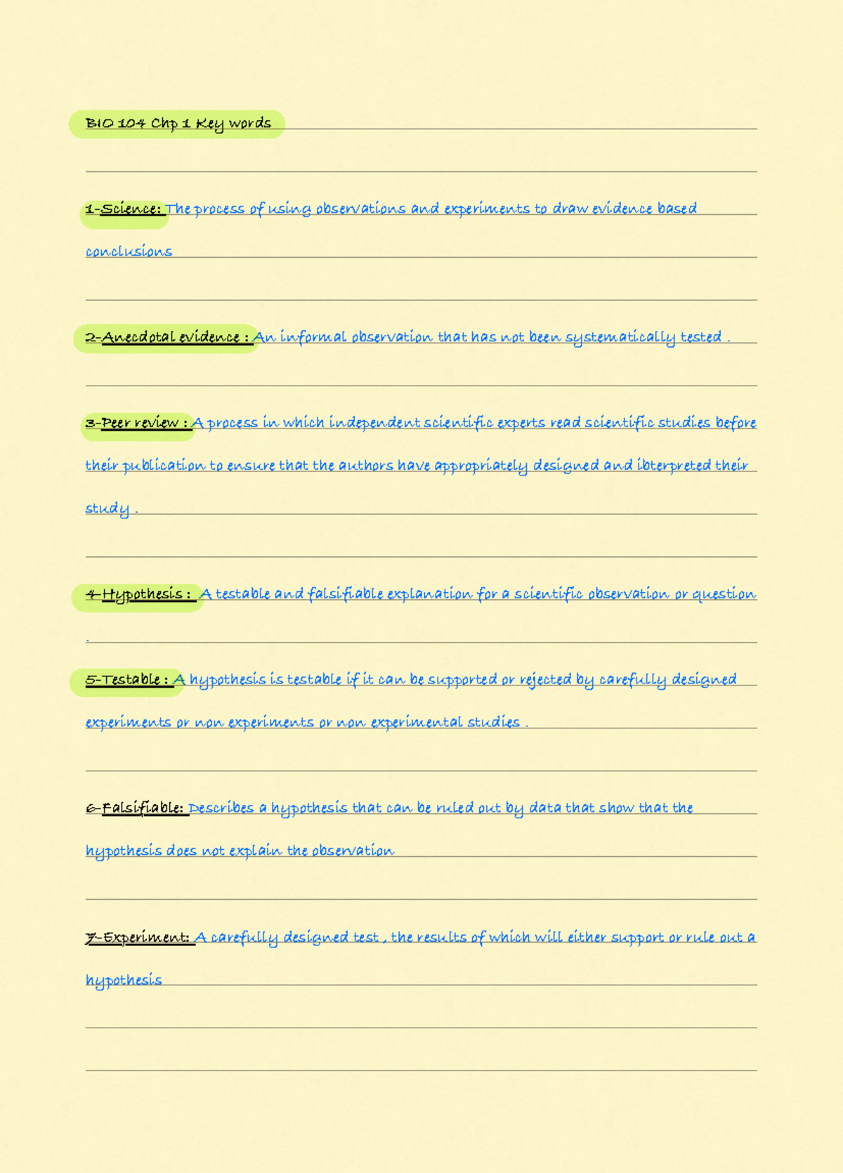 Chapter 1 - Important terms and key words for mid term and final exam ...