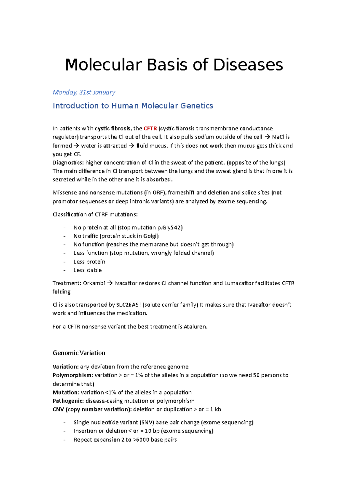 Molecular Basis of Diseases - Molecular Basis of Diseases Monday, 31st ...