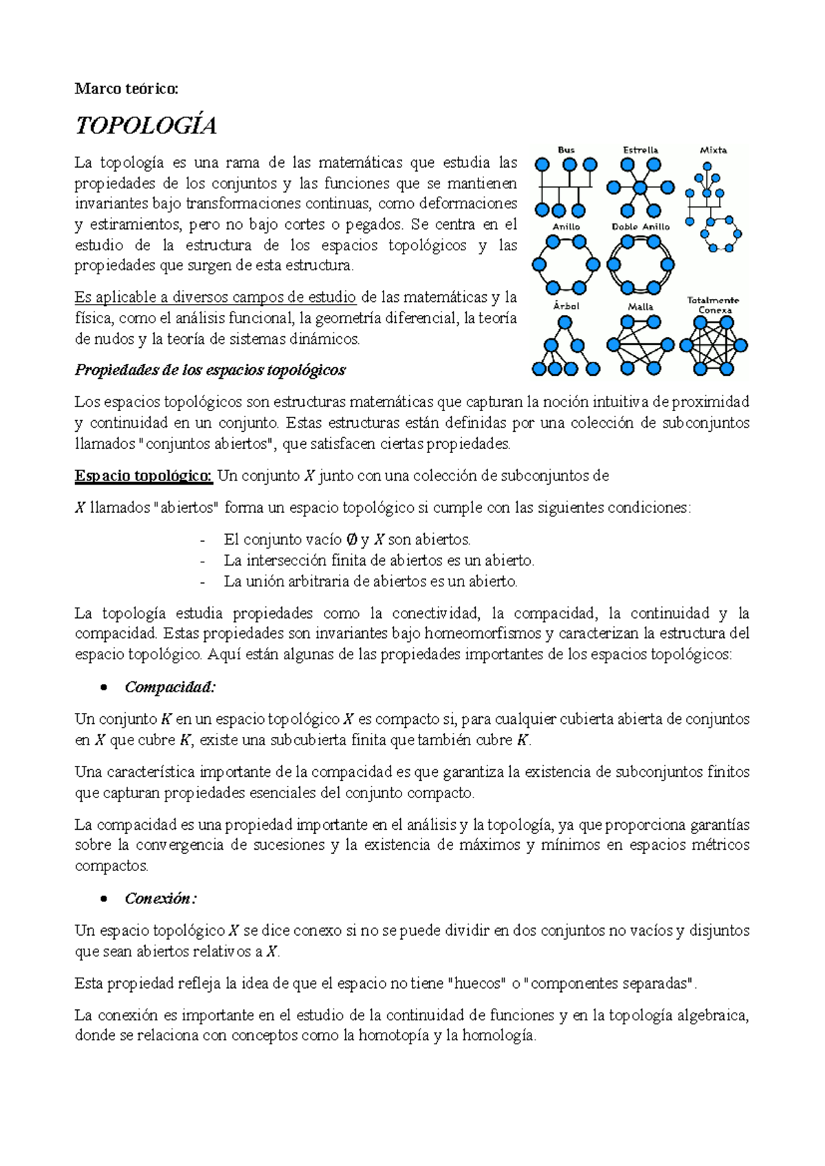 Informacion sobre Topologia - Marco teórico: TOPOLOGÍA La topología es ...