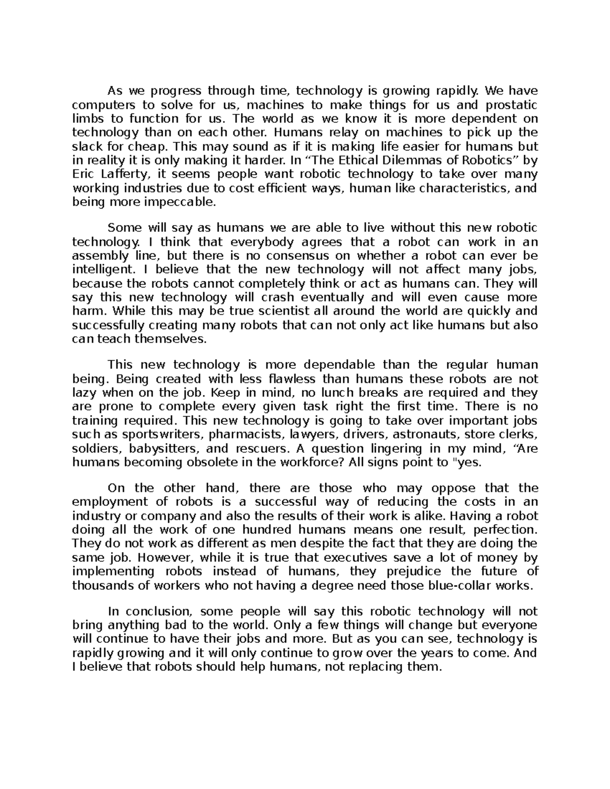 The Ethical Dilemmas of Robotics - Reflection - As we progress through ...