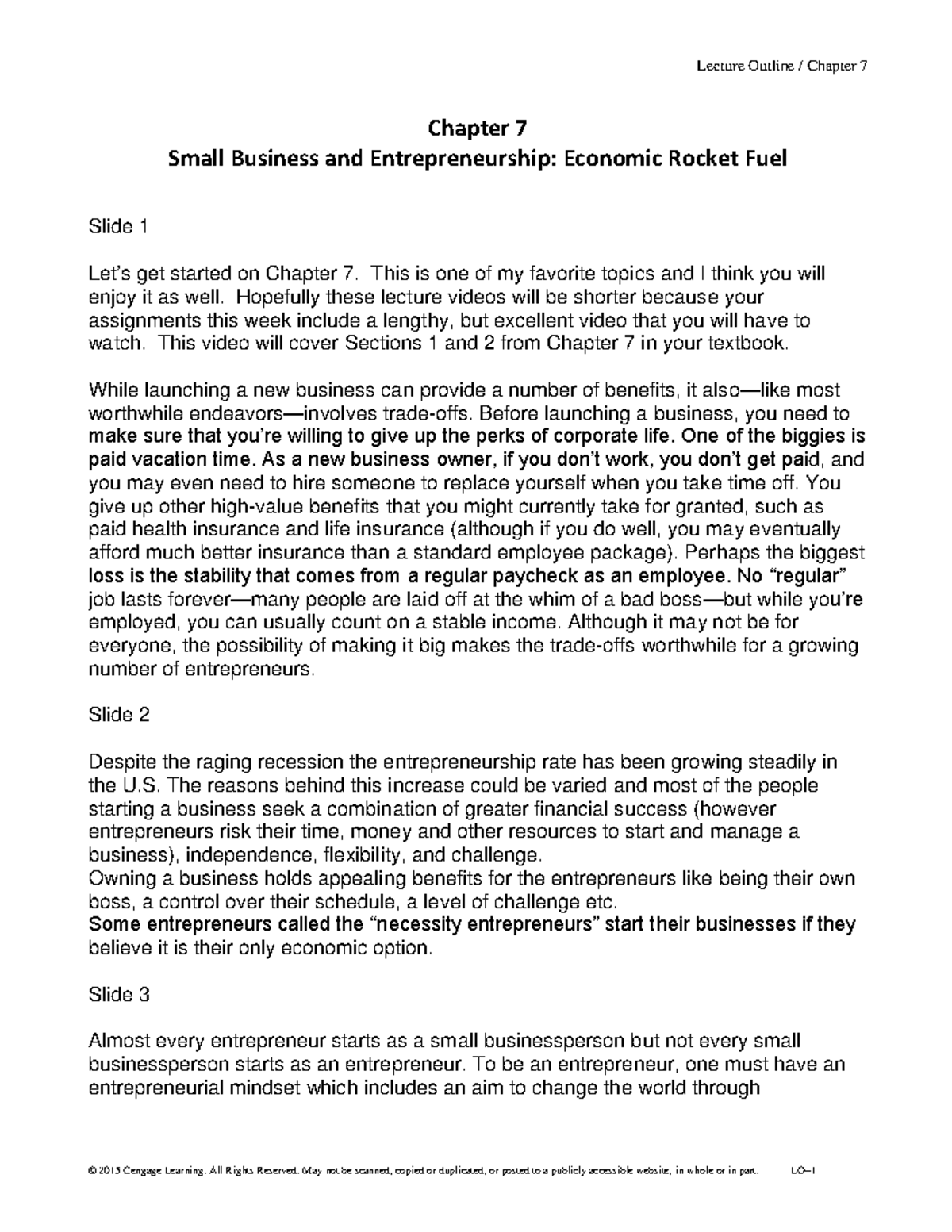 Chapter 7 - Part 1 Transcript - Lecture Outline / Chapter 7 © 2015 ...