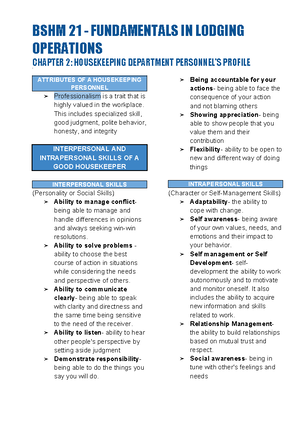 BSHM 21 Lesson 3 - BSHM 21 - FUNDAMENTALS IN LODGING OPERATIONS CHAPTER 3: CLEANING TOOLS AND ...