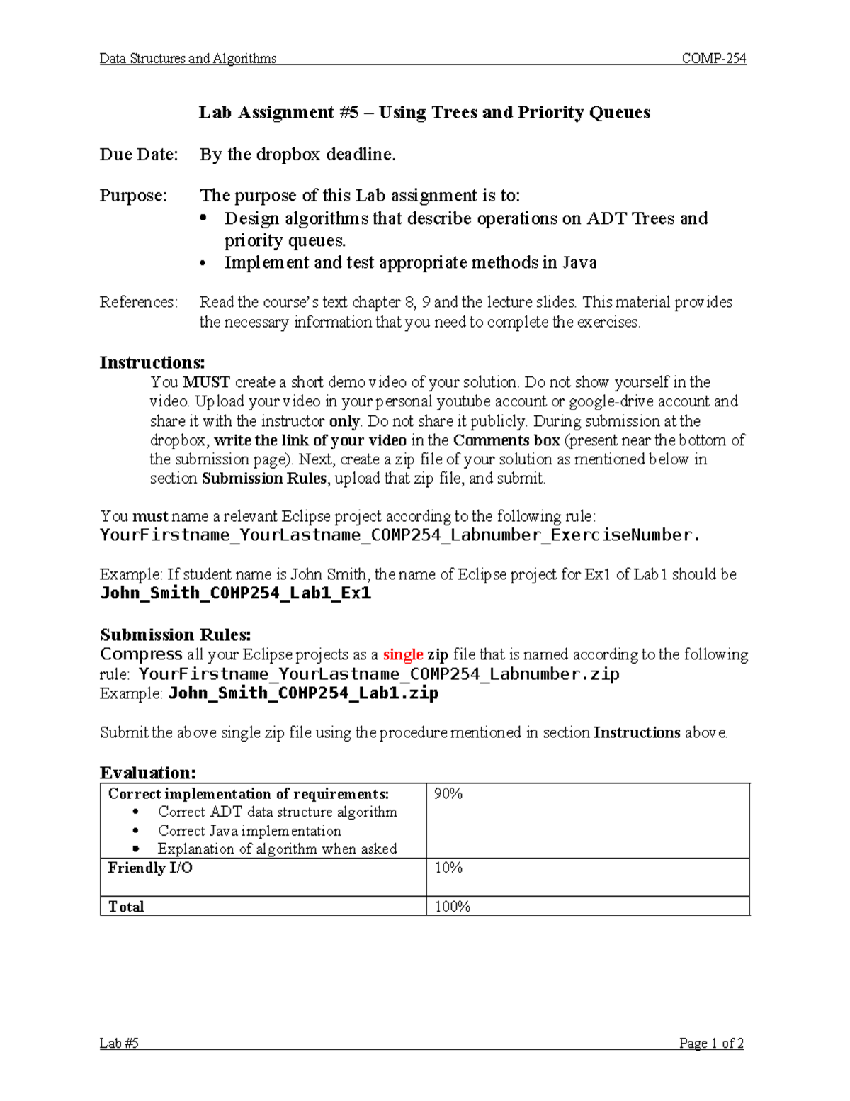 254 - Data Structures and Algorithms (COMP 254) - Data Structures and ... 254 - Data Structures and Algorithms (COMP 254) - Data Structures and ...