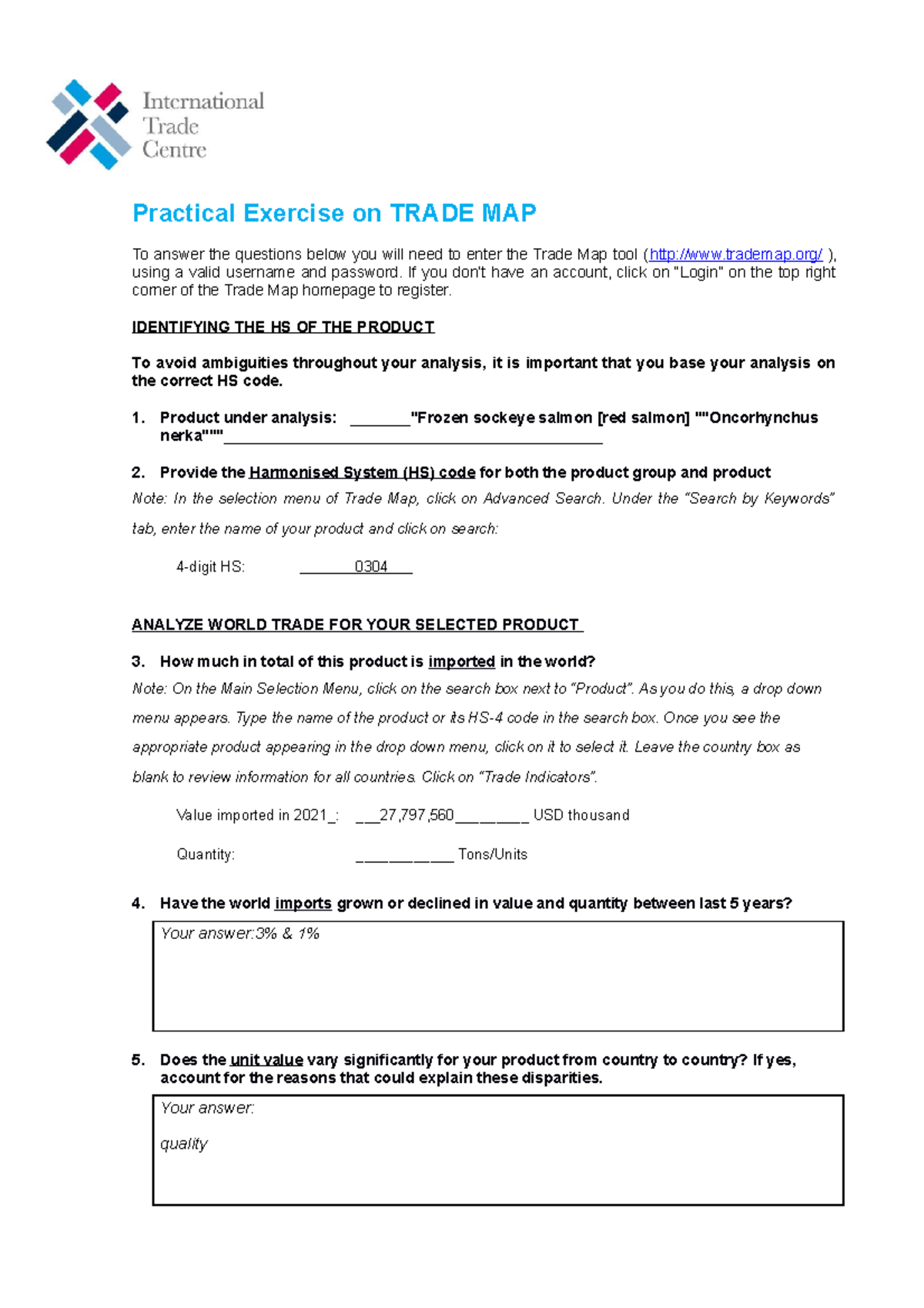 [Exercises] Trade Map-Exercises - Practical Exercise on TRADE MAP To ...