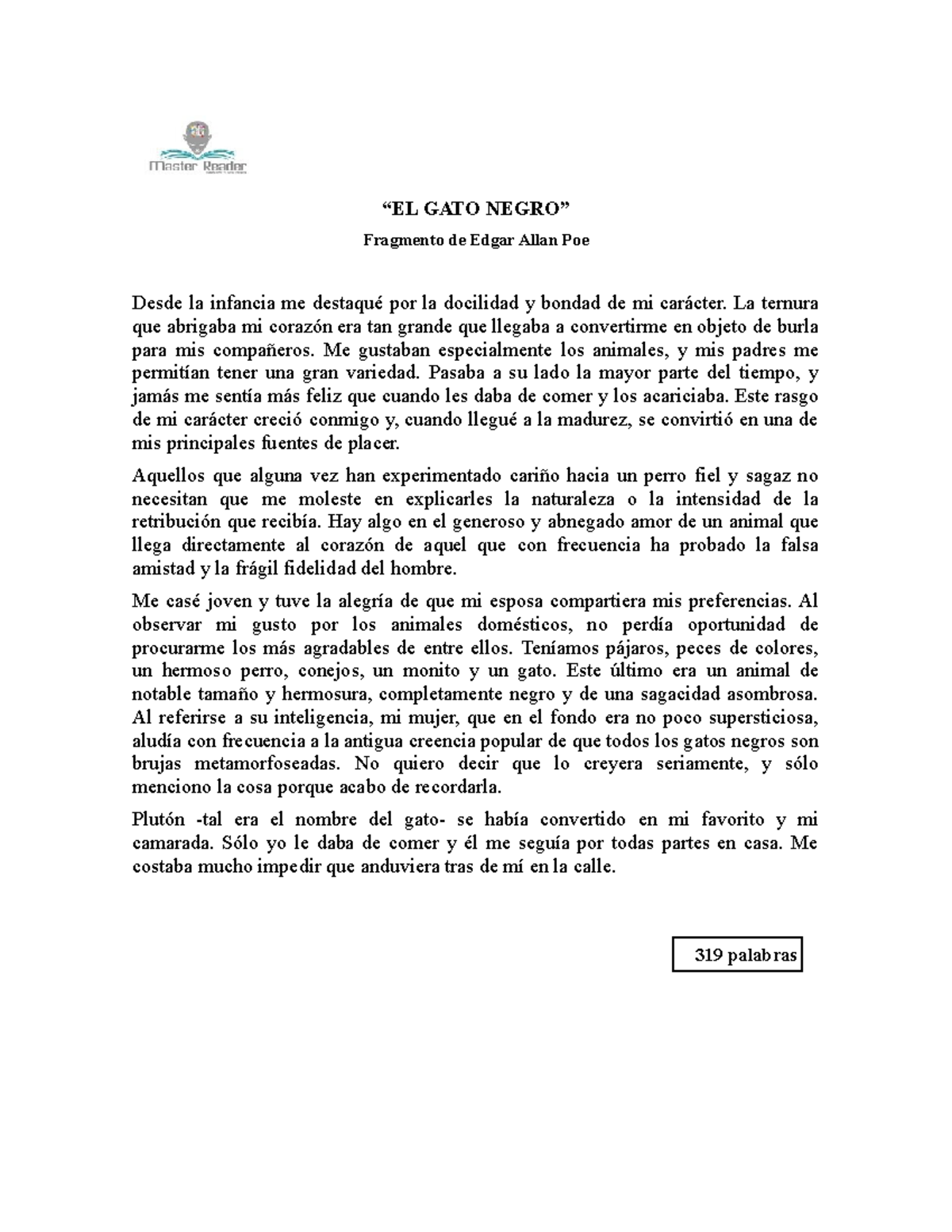 A - El gato negro - “EL GATO NEGRO” Fragmento de Edgar Allan Poe Desde ...