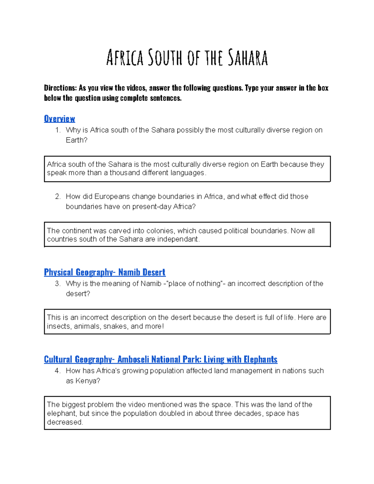 Copy of Africa South of the Sahara Video Worksheet-Jessica Iwuh ...