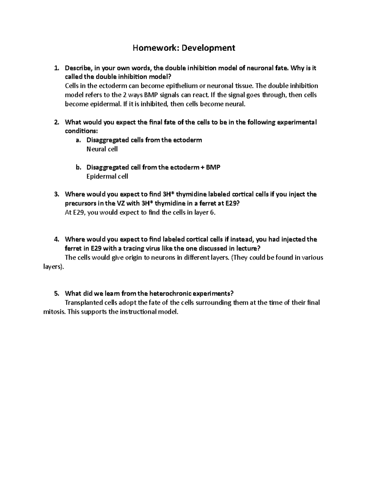 Development Homework - Homework: Development Describe, in your own ...