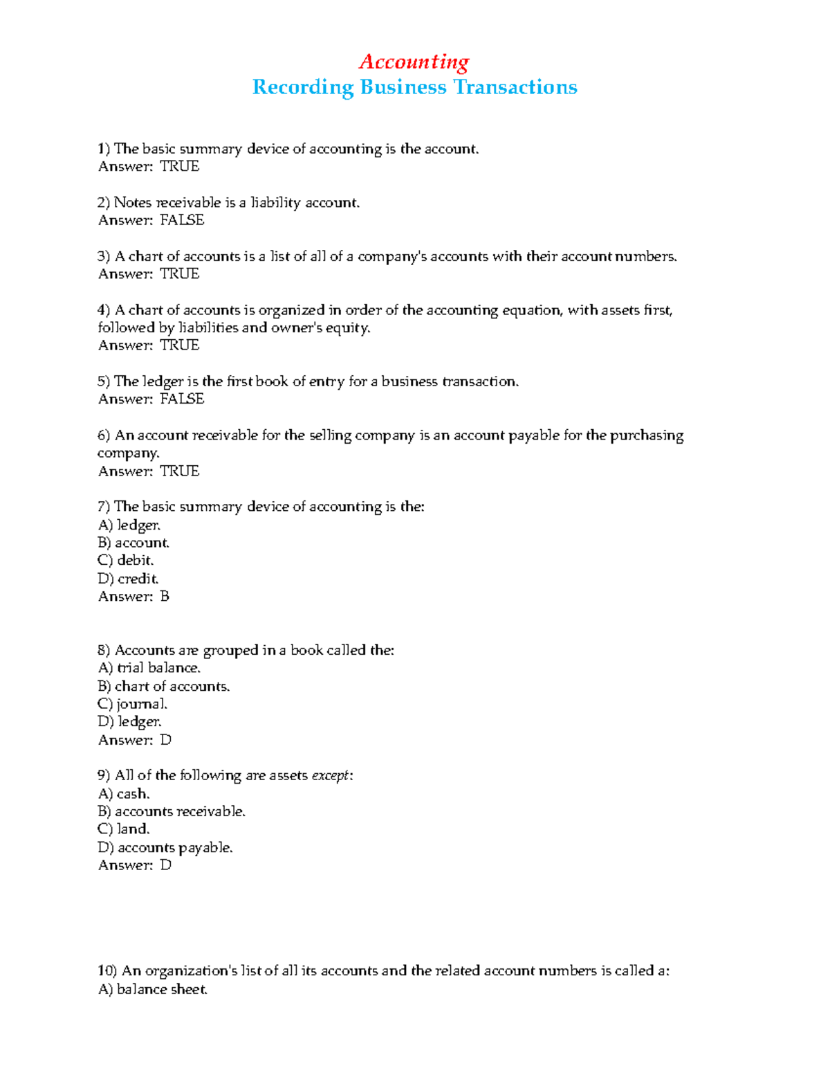 Accounting Recording Business Transactions - Accounting Recording ...