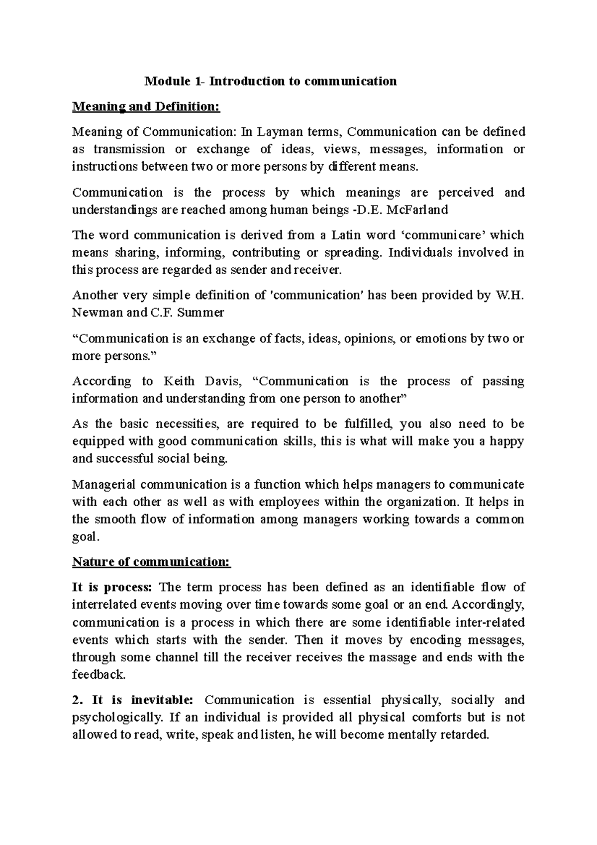 Managerial communication - Module 1- Introduction to communication ...