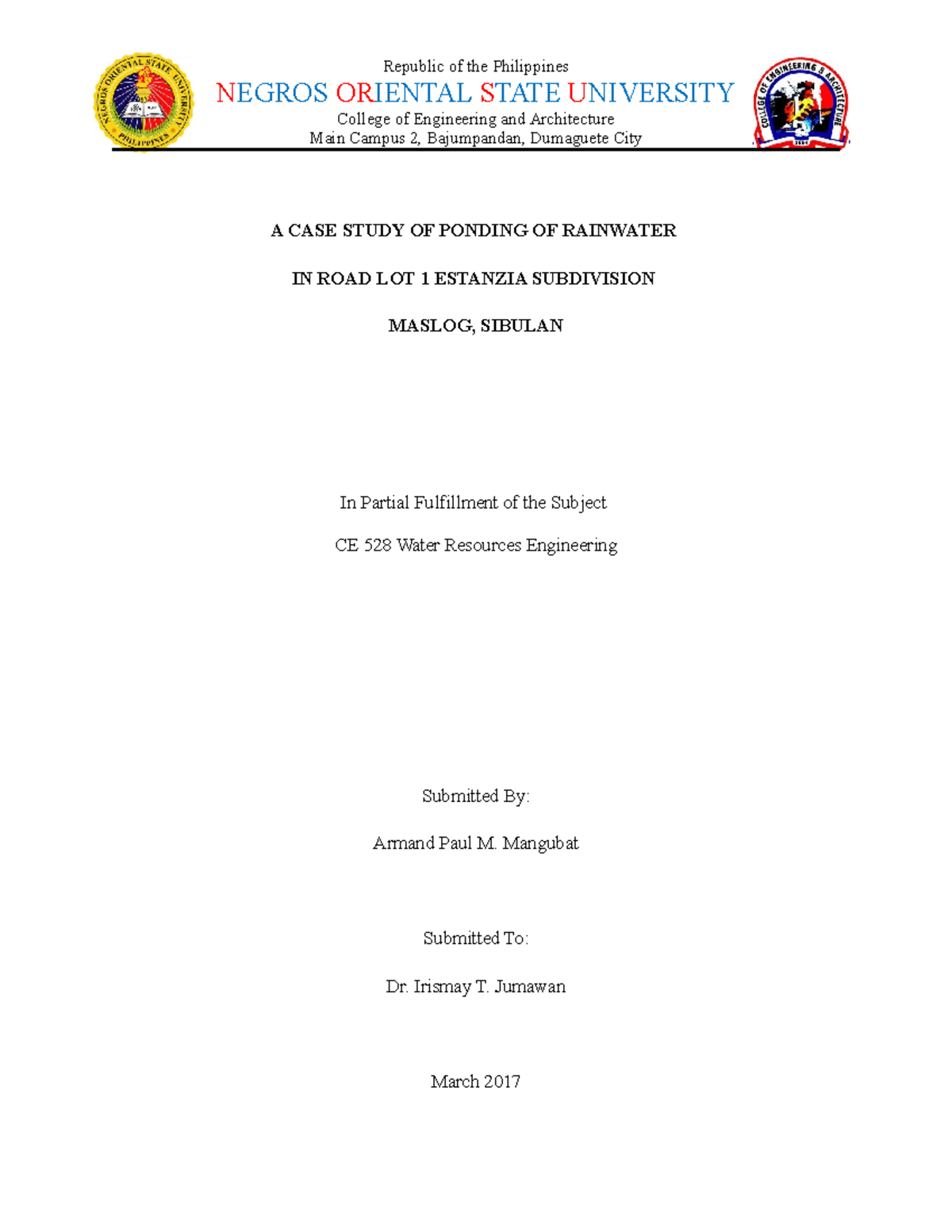 Case Study Final - Republic of the Philippines NEGROS ORIENTAL STATE ...