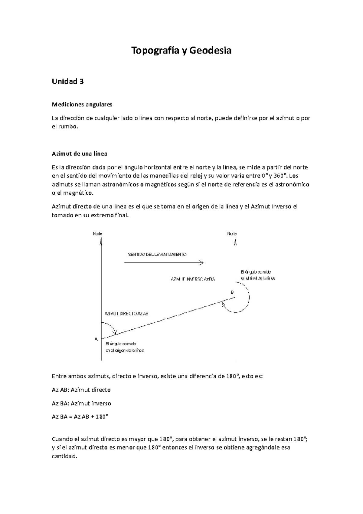 Unidad 3 - Topografía y Geodesia - Topografía y Geodesia Unidad 3 Mediciones angulares La ...