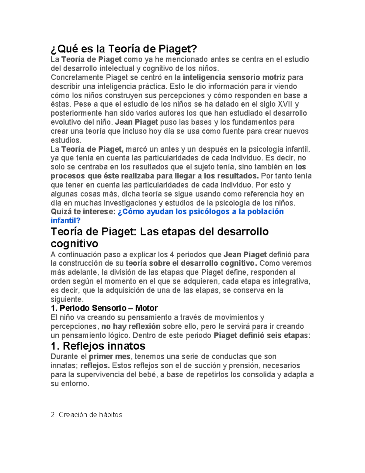 Qué es la Teoría de Piaget - ¿Qué es la Teoría de Piaget? La Teoría de Piaget como ya he ...