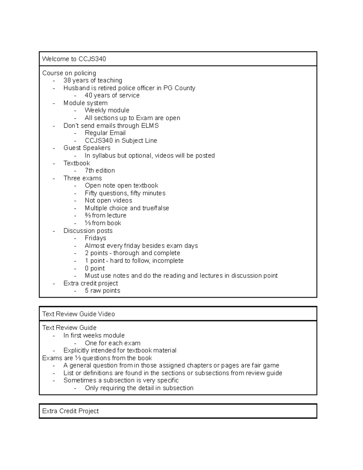 Week 1 Notes - CCJS340 - Welcome to CCJS Course on policing - 38 years ...
