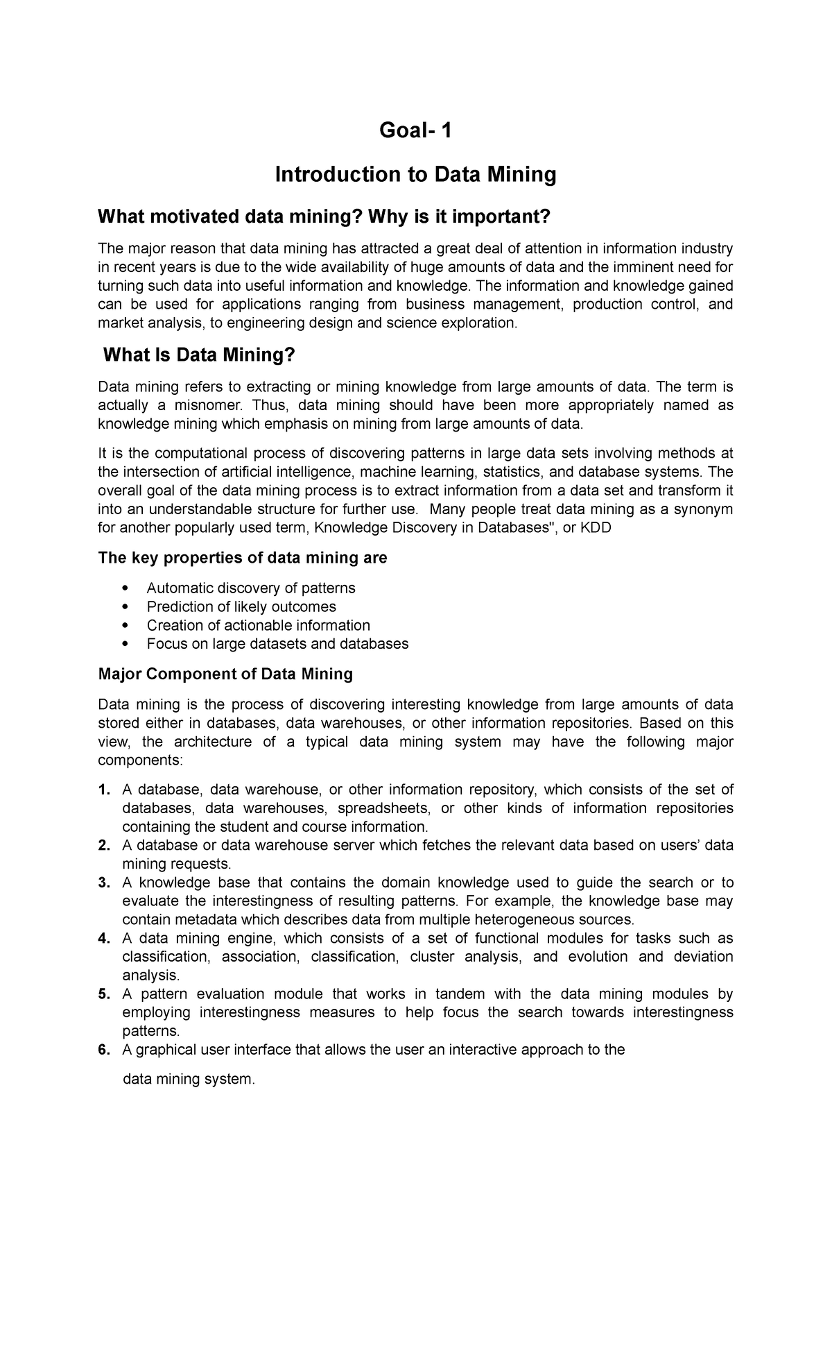 Easy made notes on Data Mining - Goal- 1 Introduction to Data Mining ...
