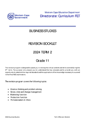 Business Studies Grade 11 Revision Terms 3 and 4 2021 - Directorate ...