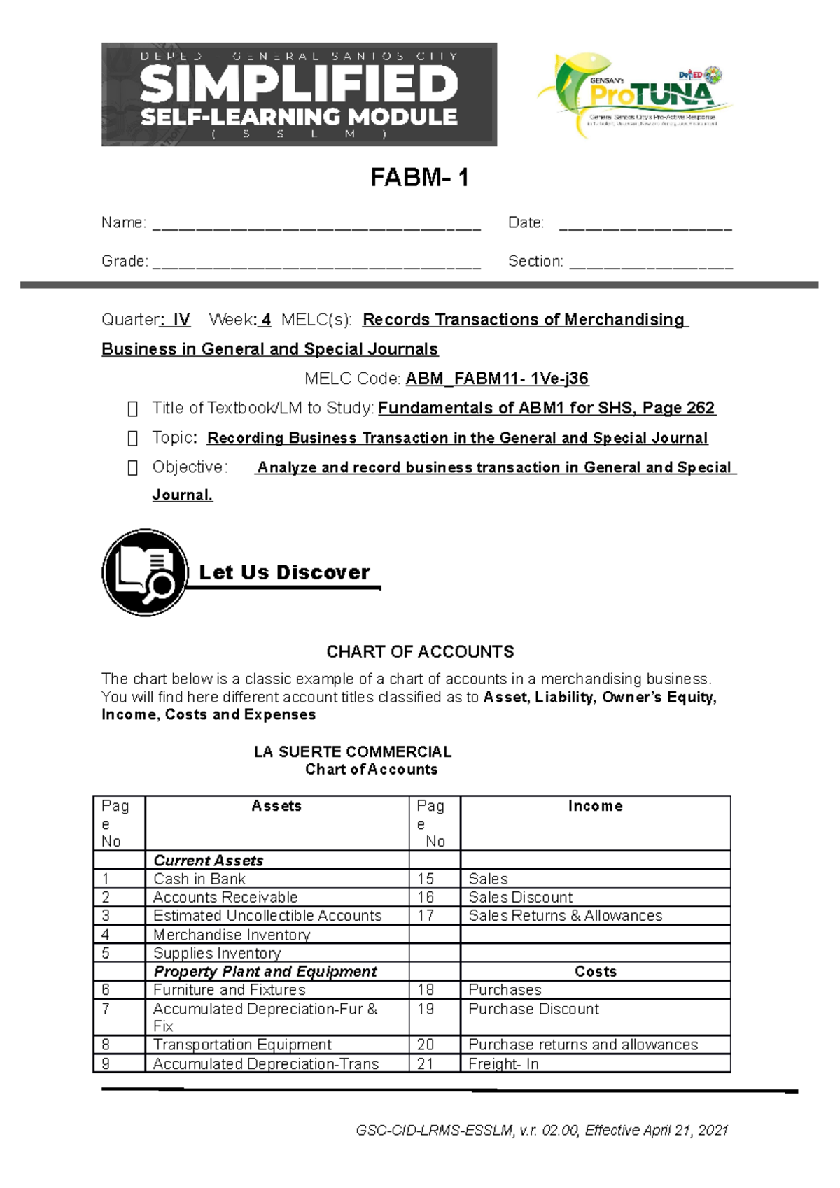 SSLM FABM1 Recording OF Business Transactions TO THE General Journal Q4 ...