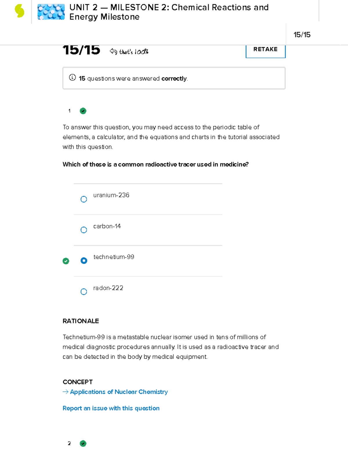 Unit 2 Milestone Chemical Reactions and Energy - 1 CONCEPT Applications ...