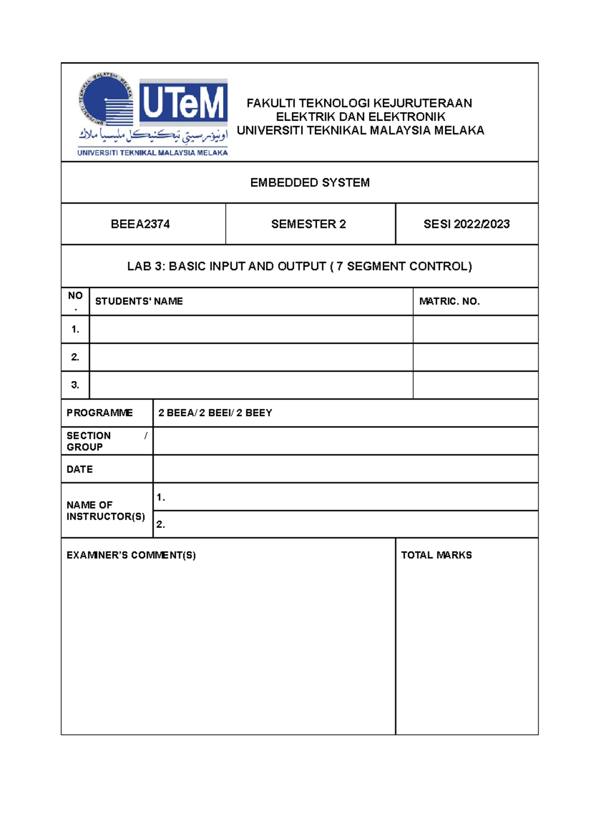 Lab 3 Basic Input AND Output ( 7 Segment Control) - EMBEDDED SYSTEM ...