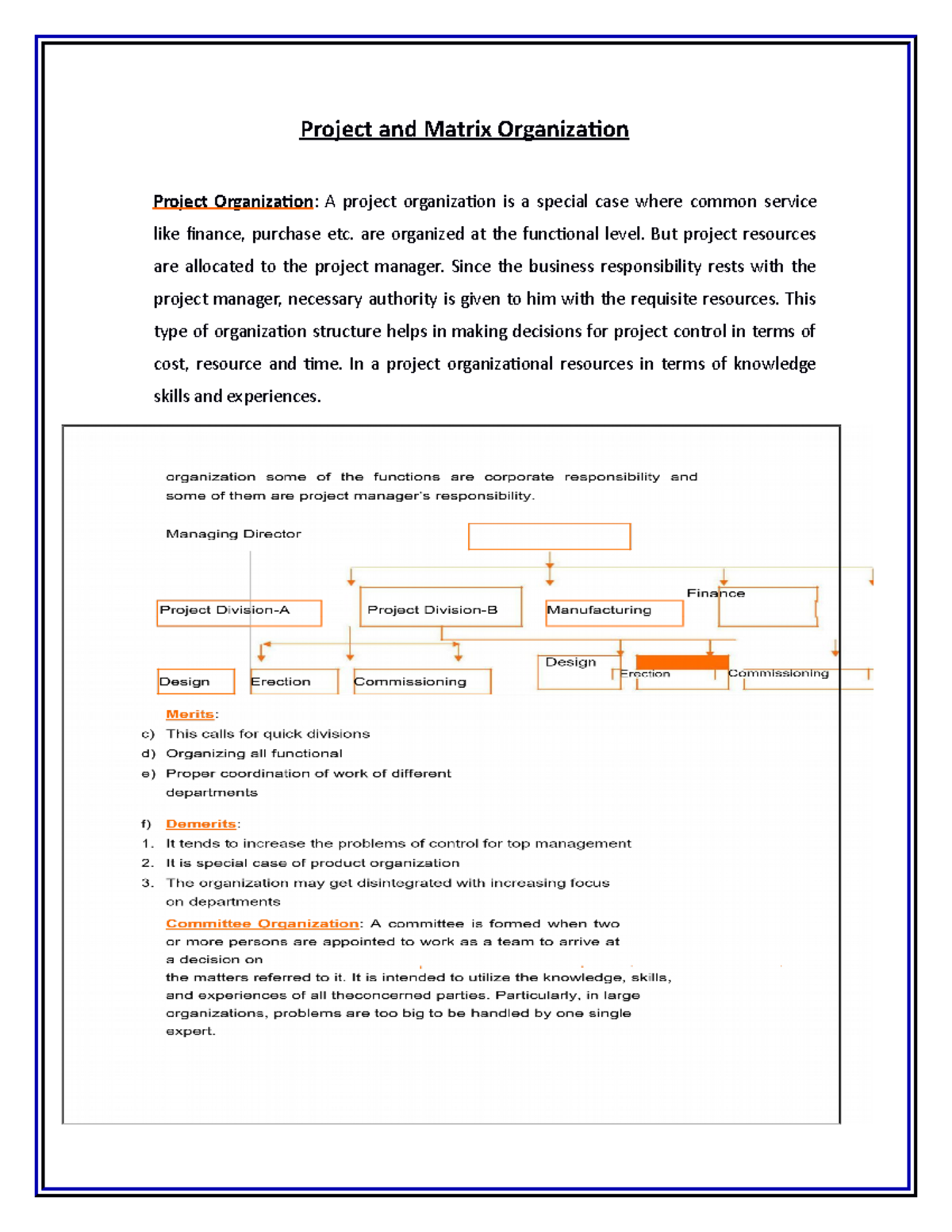 Project and Matrix Organization - Project and Matrix Organization ...