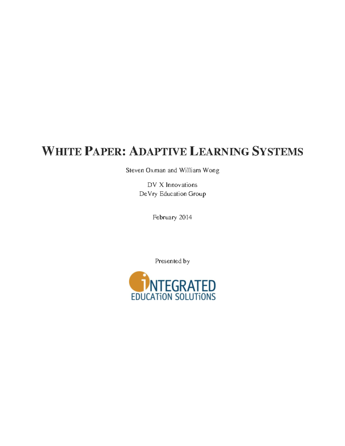 DVx Adaptive Learning White Paper - WHITE PAPER: ADAPTIVE LEARNING ...