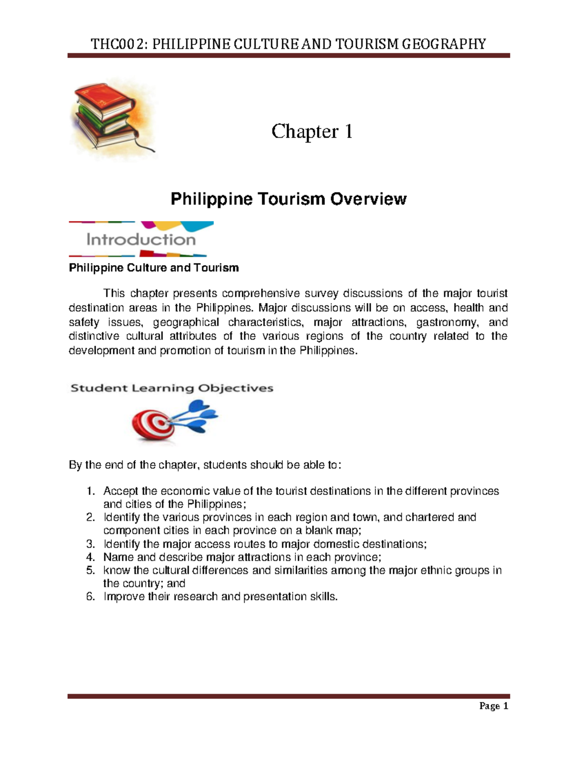 Chapter 1 - Philippine Tourism Geography AND Culture - Philippine ...