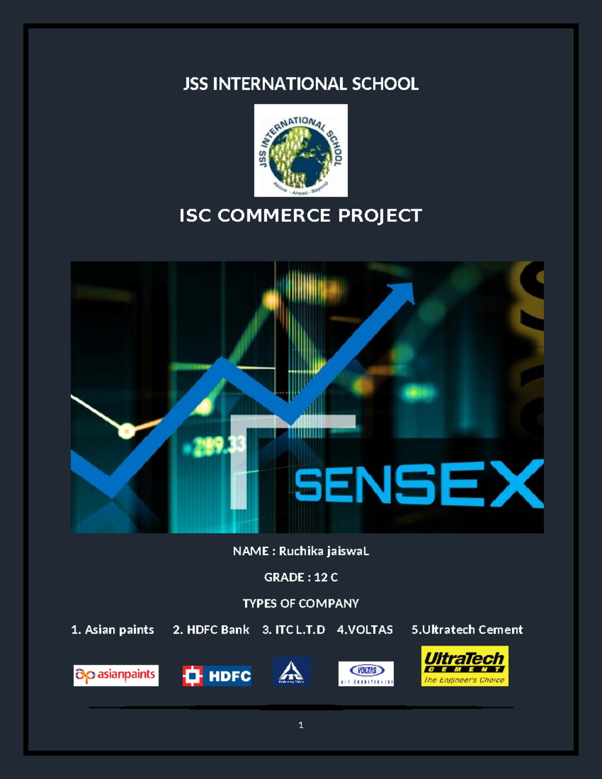 Business Studies Top 5 Companies in Sensex Final - JSS INTERNATIONAL SCHOOL ISC COMMERCE PROJECT ...