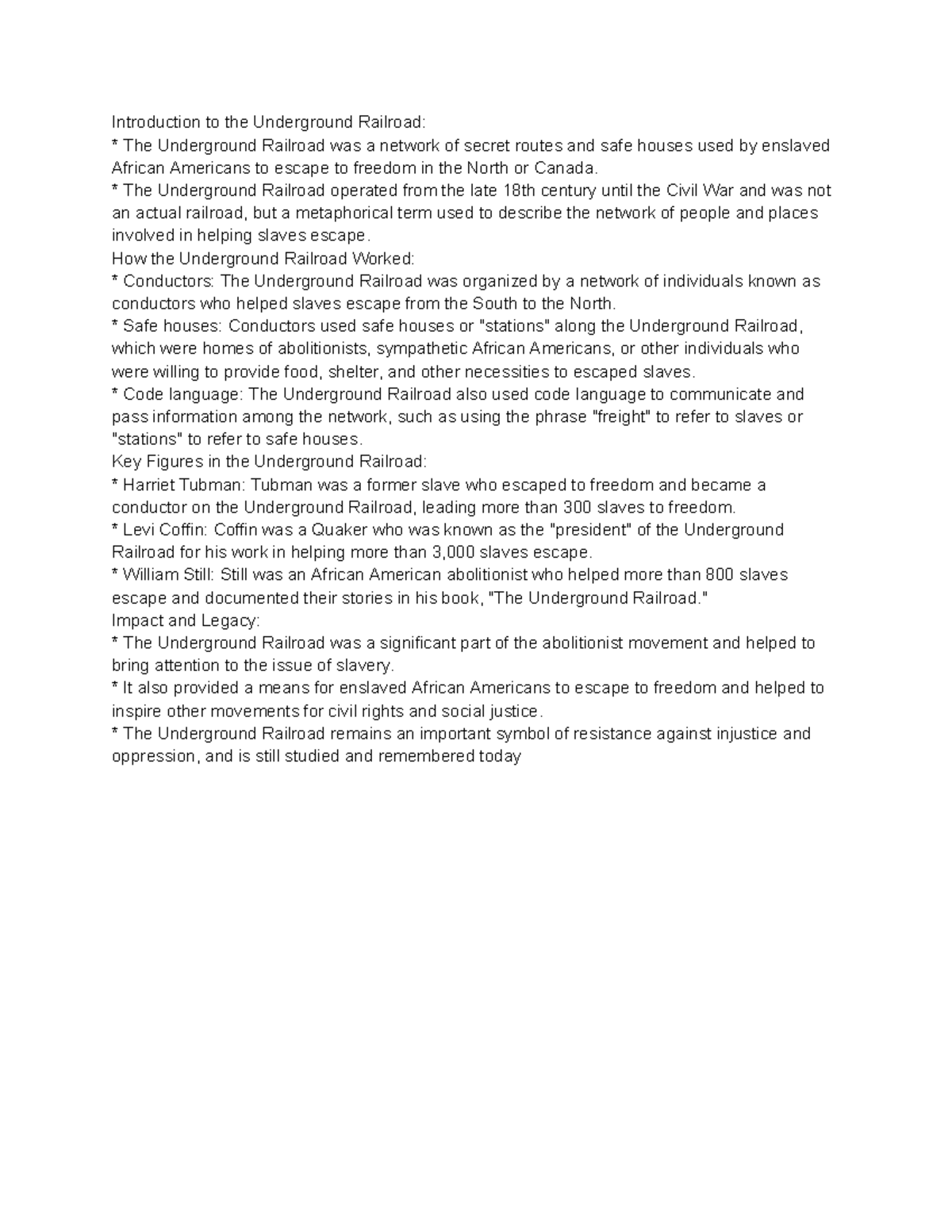 Underground Railroad - The Underground Railroad operated from the late ...