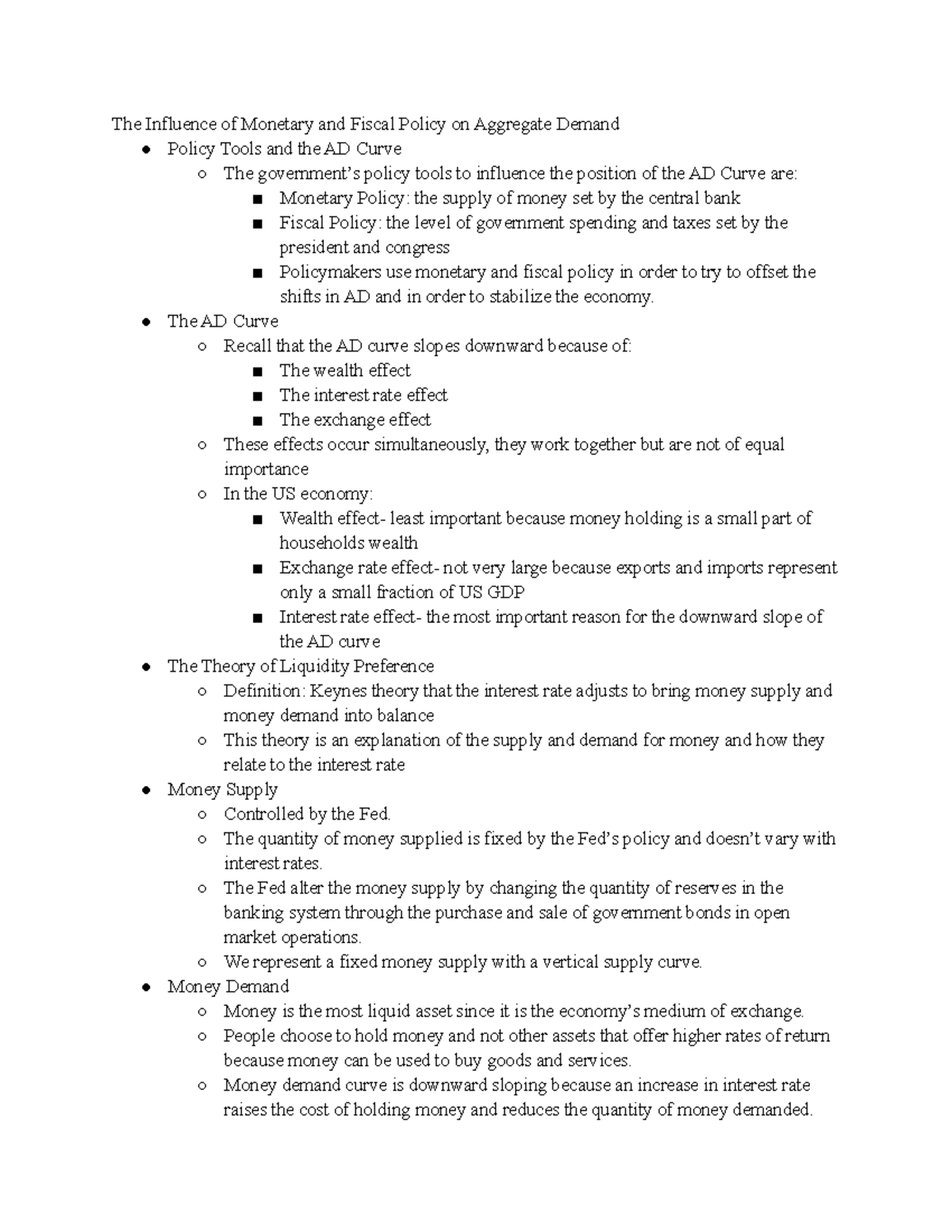 Macro Chapter 21 The Influence of Monetary and Fiscal Policy on ...