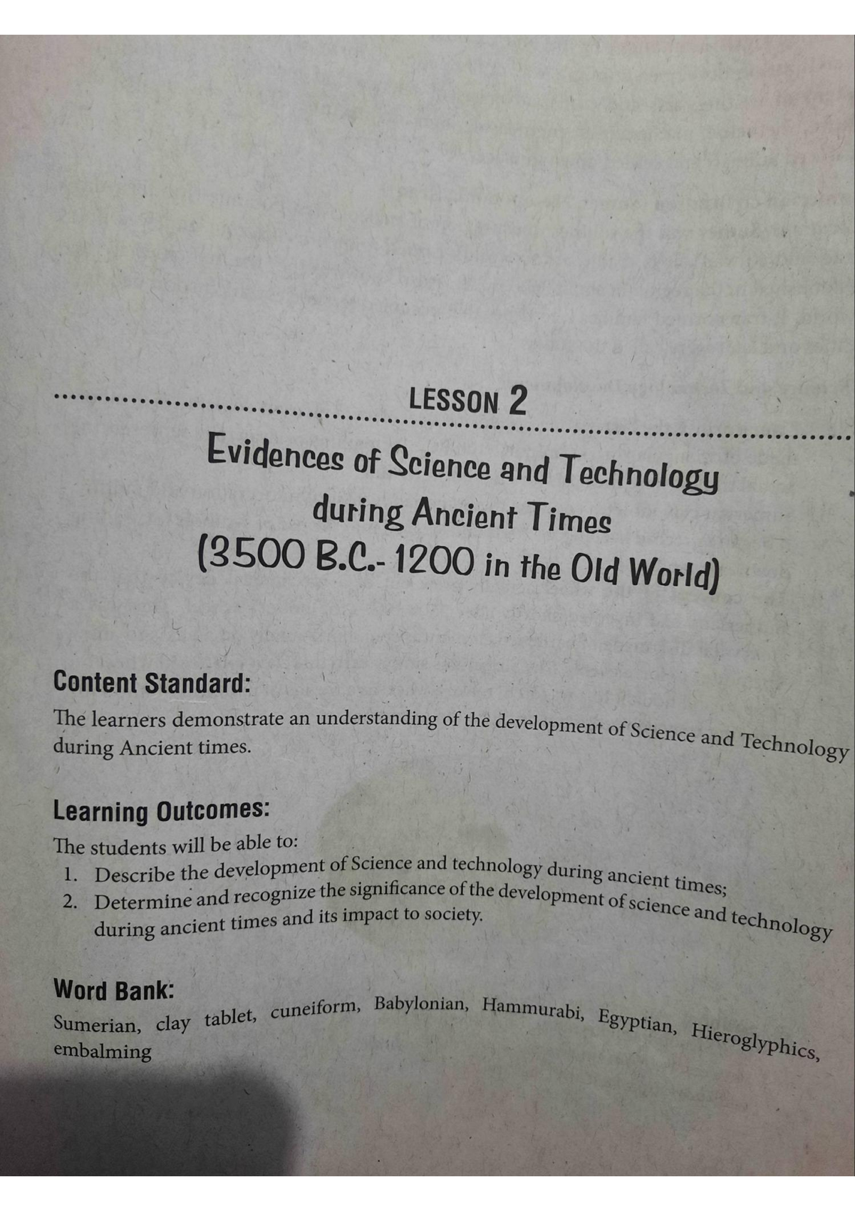 M5.2-Lesson 2 Evidence of S T during Ancient times - LESSON 2 Evidences ...