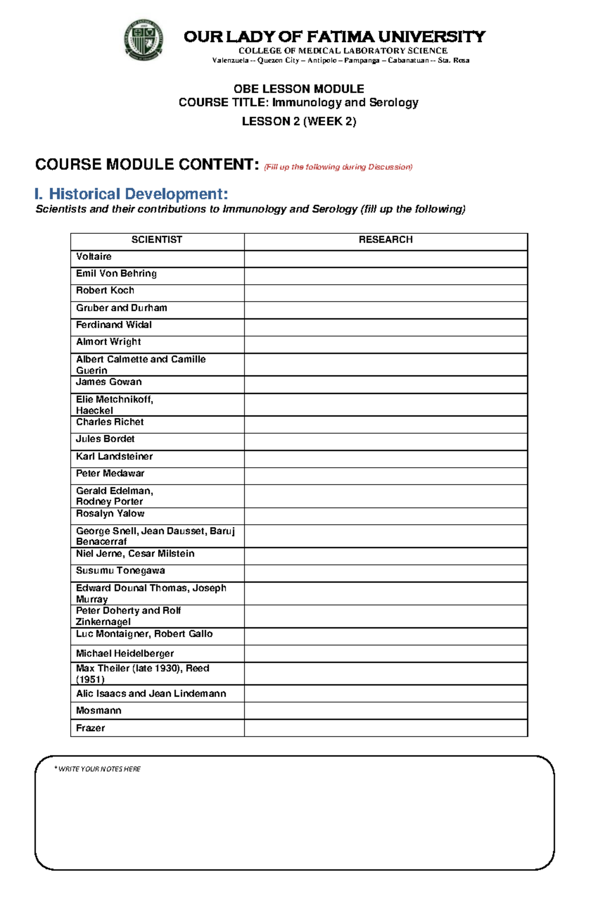 WEEK+2-+ Learning+ Module - COLLEGE OF MEDICAL LABORATORY SCIENCE ...