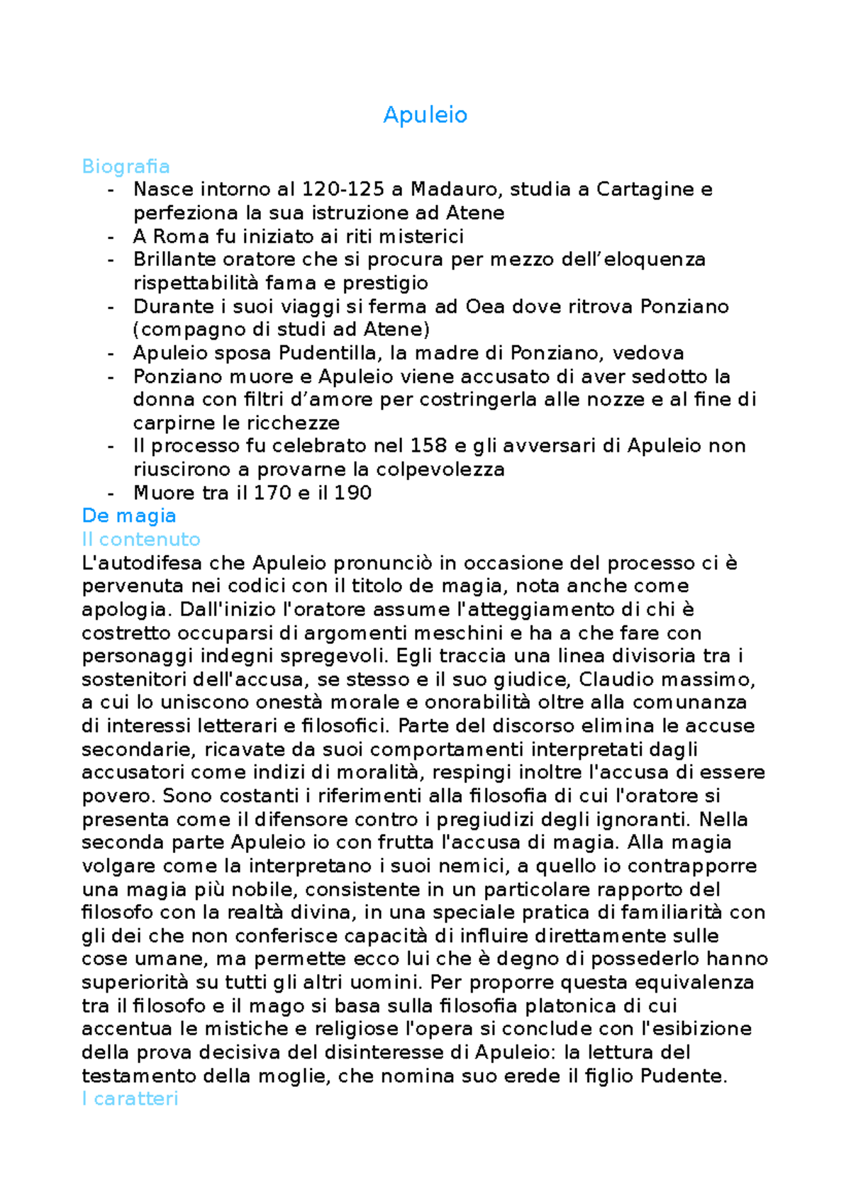 Apuleio - Dall'inizio l'oratore assume l'atteggiamento di chi è ...