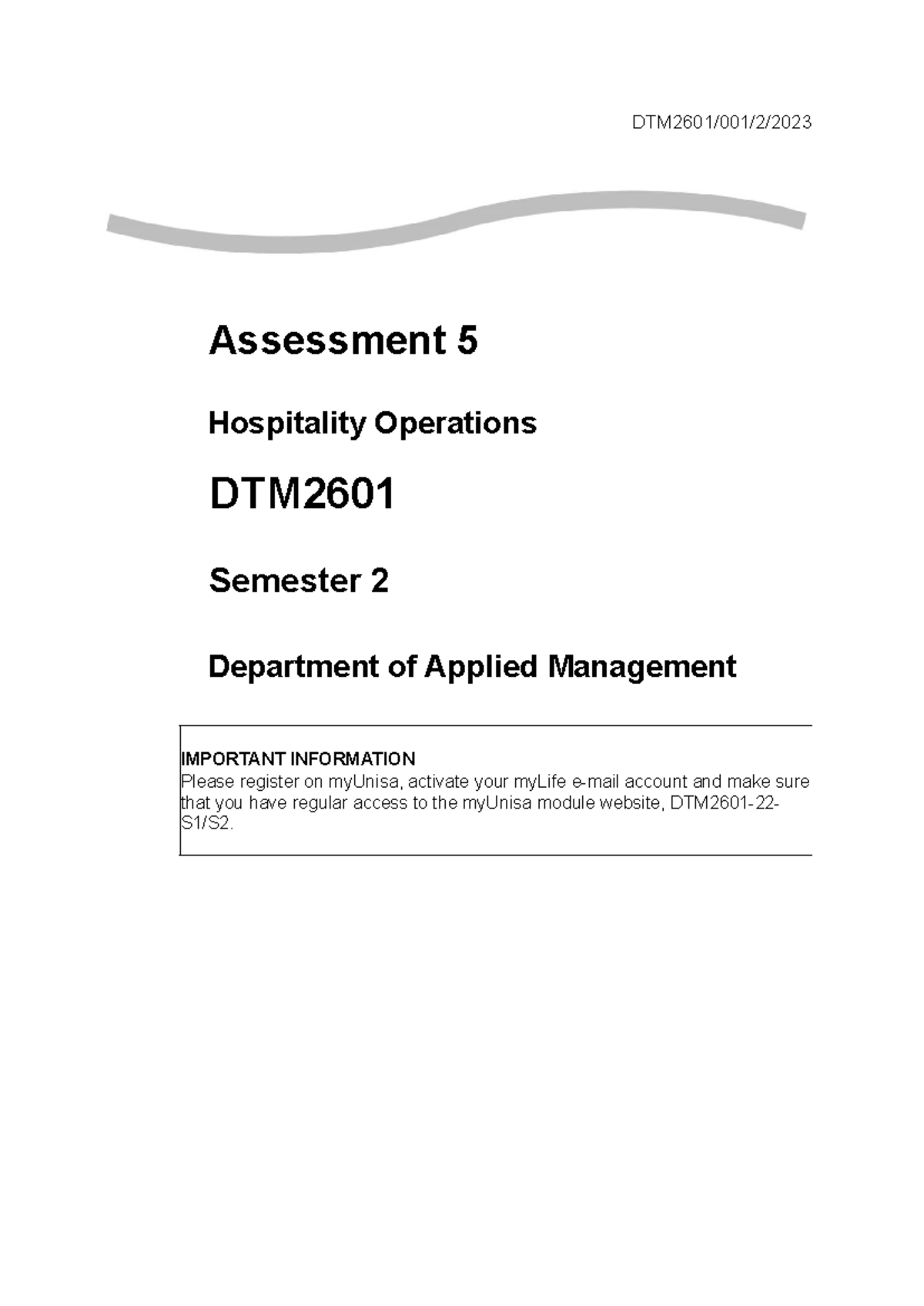 DTM2601 Assessment 5 - Revised with References - DTM2601/001/2 ...