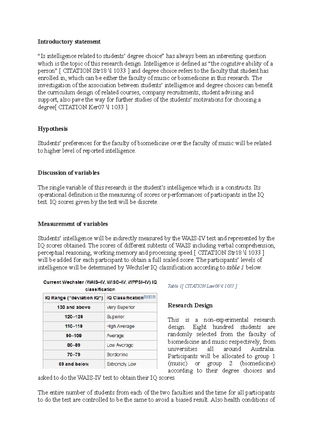 mbb assignment 1 - Introductory statement “Is intelligence related to ...