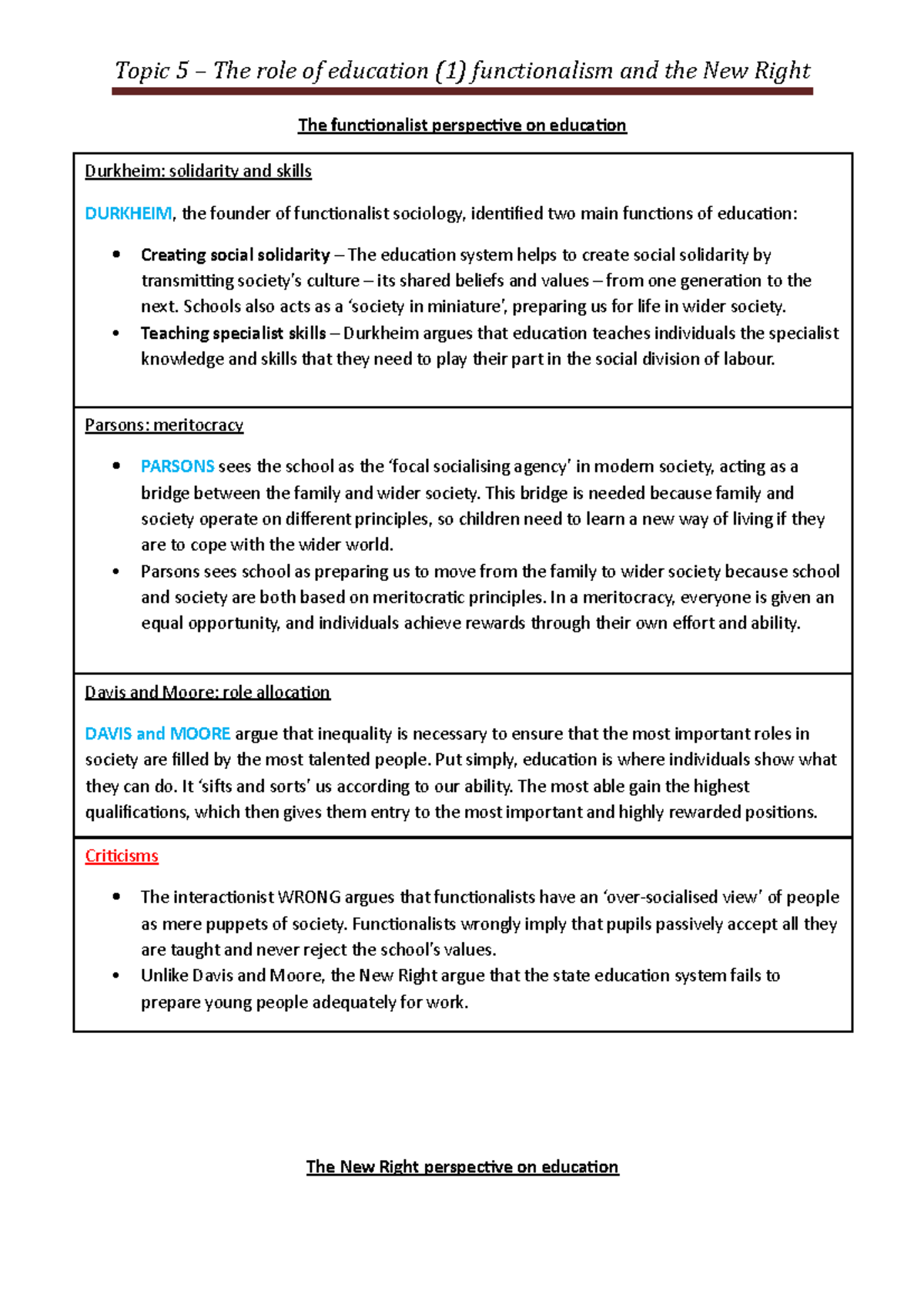 Perspectives on education - Topic 5 – The role of education (1 ...