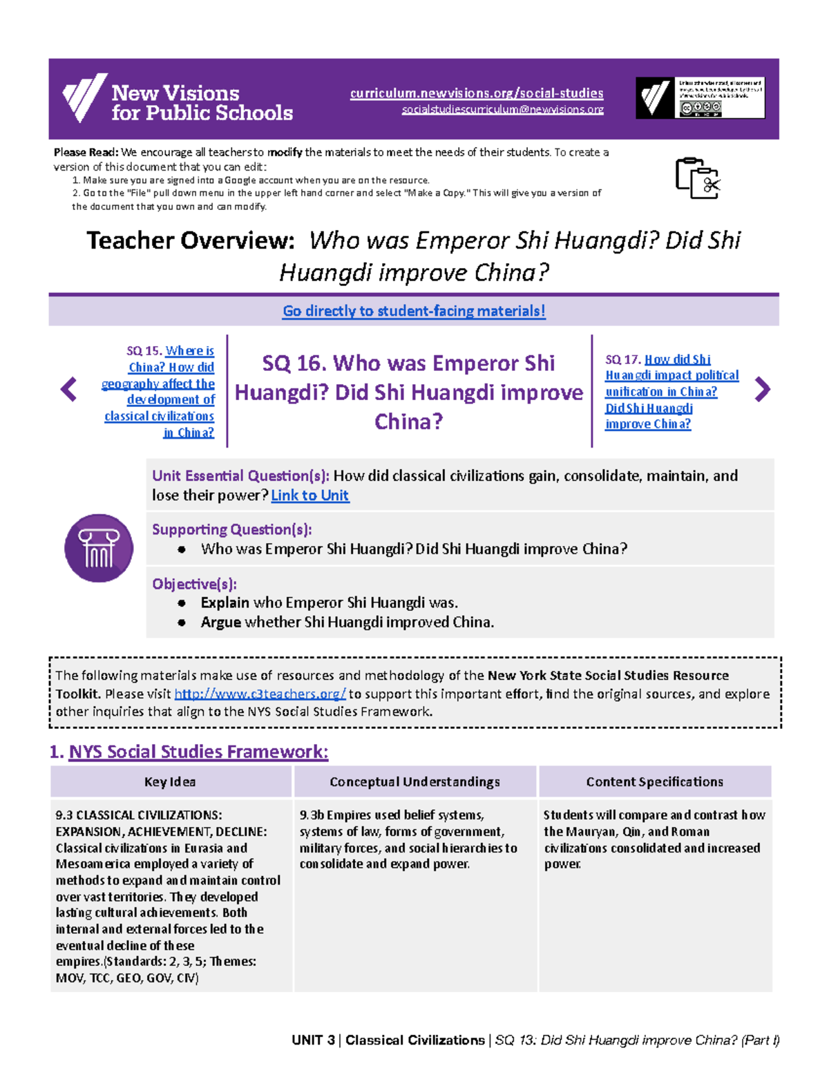 Copy of 9.3 SQ 16. Who was Emperor Shi Huangdi Did Shi Huangdi improve ...