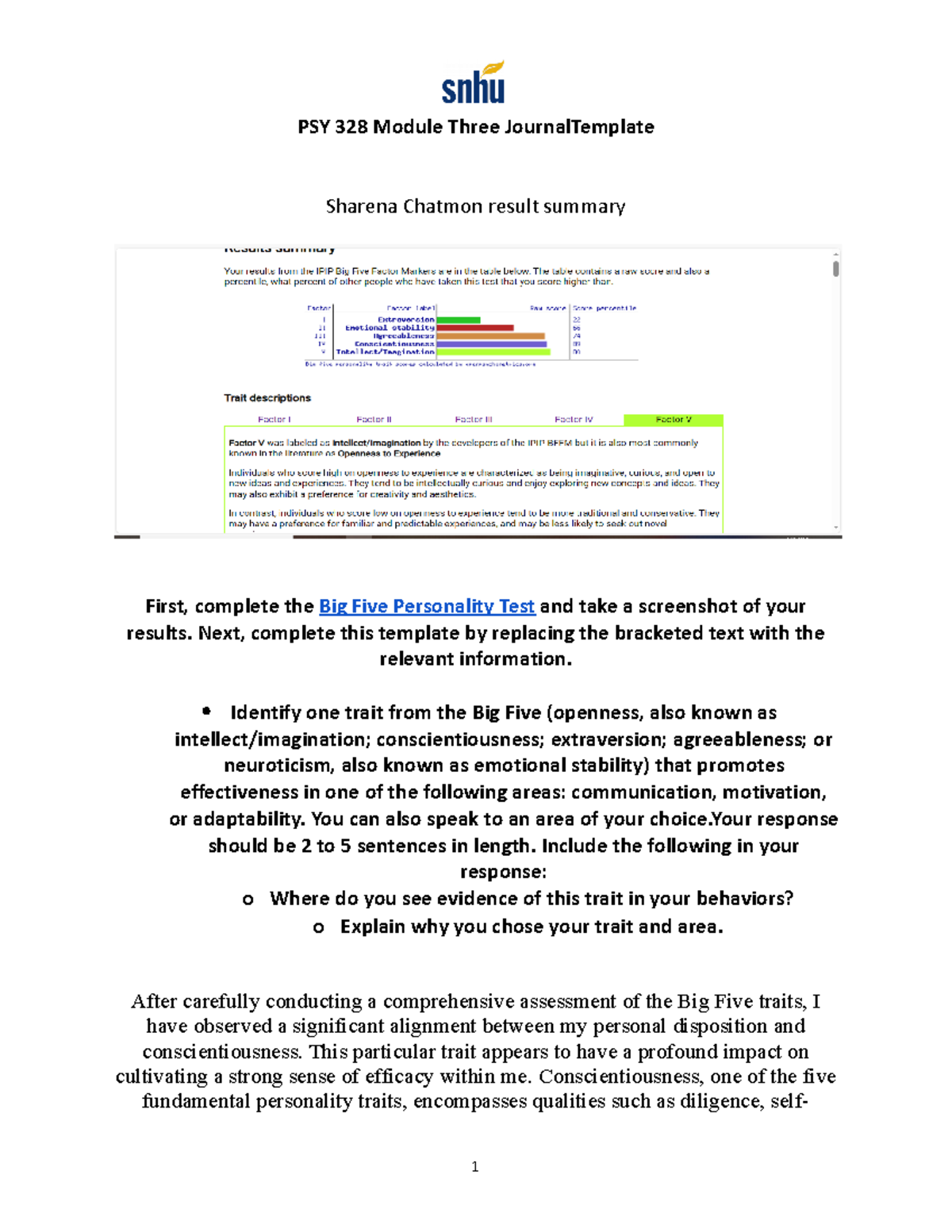 3-1 journal assignment - PSY 328 Module Three JournalTemplate Sharena ...