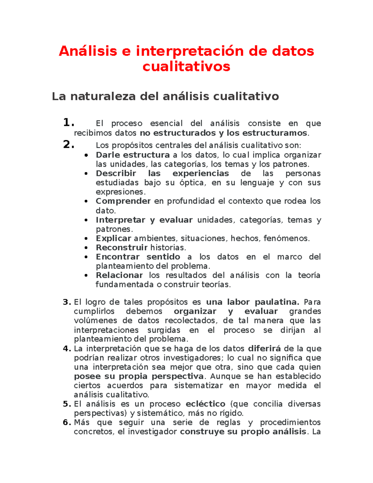 Análisis e interpretación de datos cualitativos - Análisis e ...