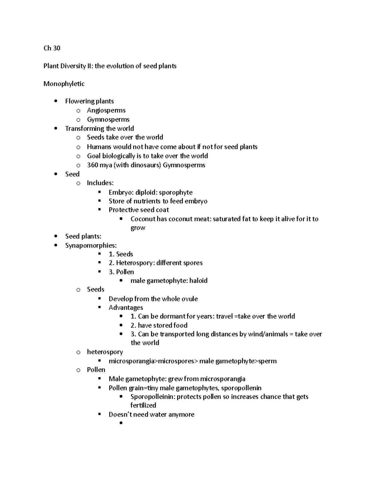 Ch 30 - Lecture notes ch 30 - Ch 30 Plant Diversity II: the evolution ...