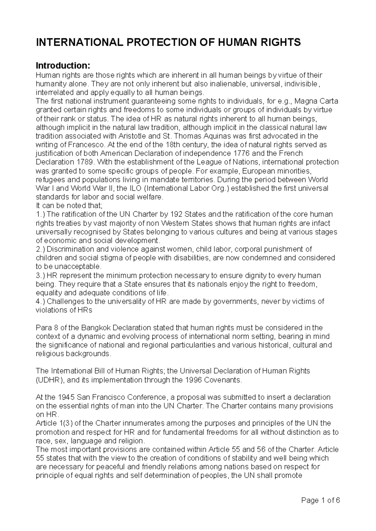 Human Rights International Law - INTERNATIONAL PROTECTION OF HUMAN ...