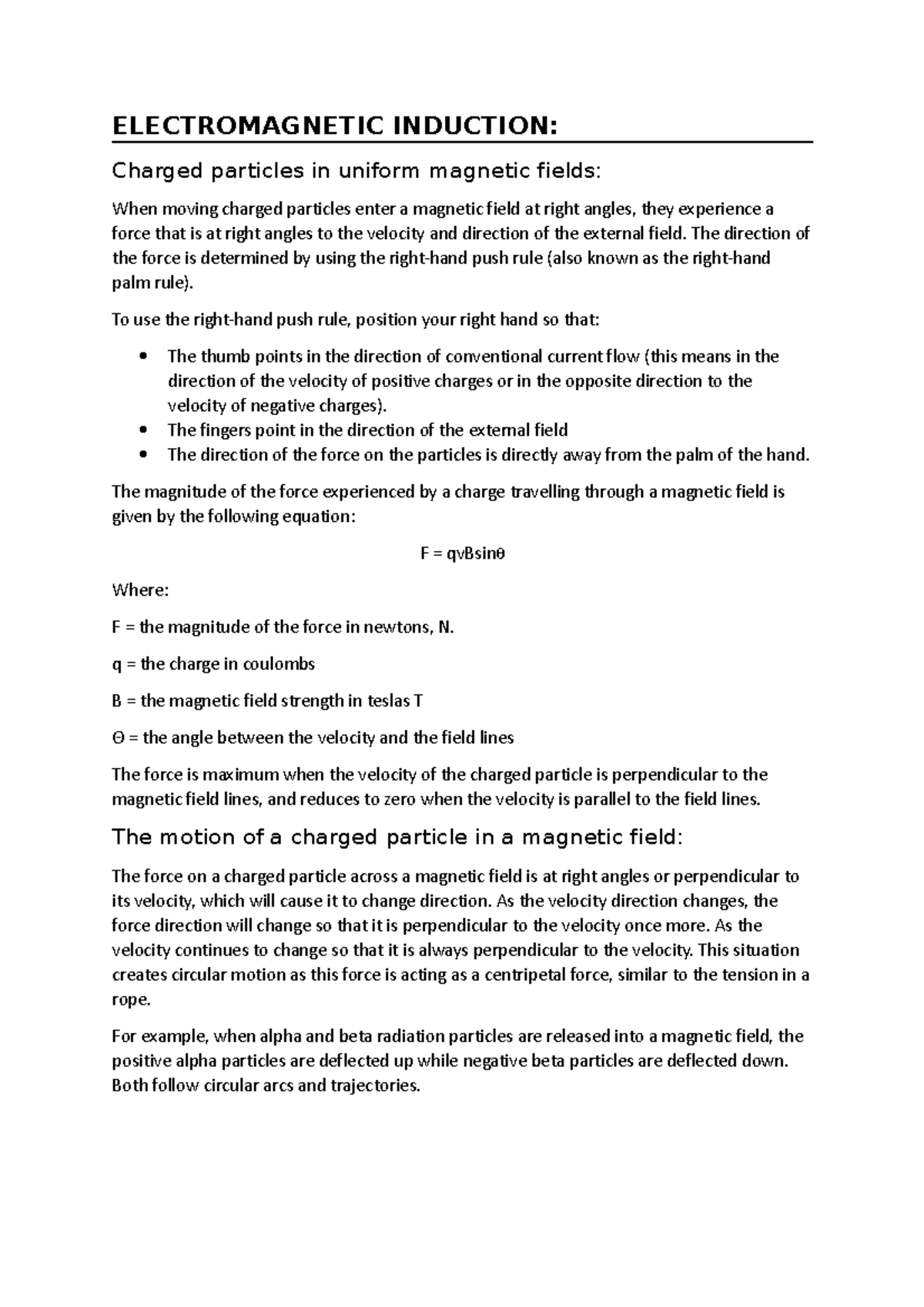 Module 6 Electromagnetism - ELECTROMAGNETIC INDUCTION: Charged ...